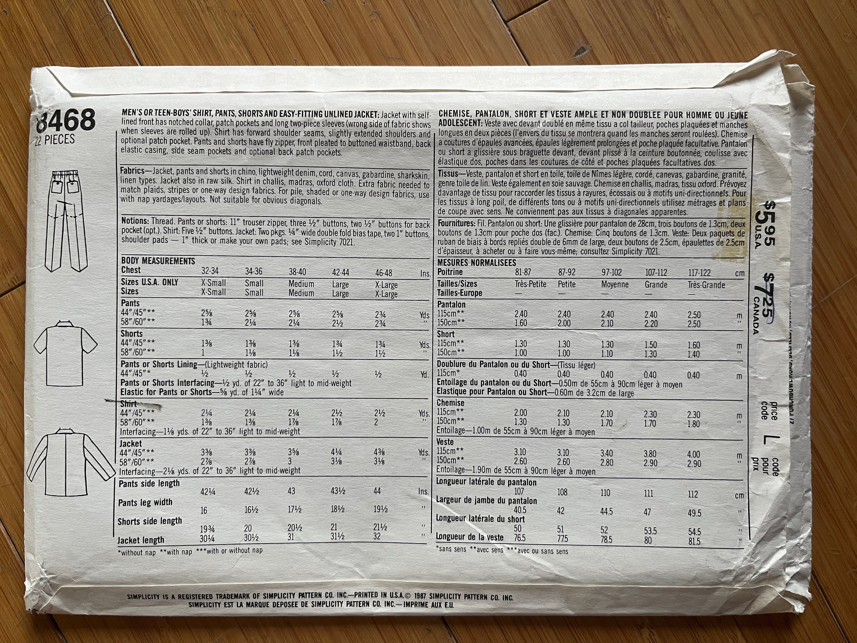 UNCUT 1987 Simplicity Pattern 8468. Size XL - Etsy