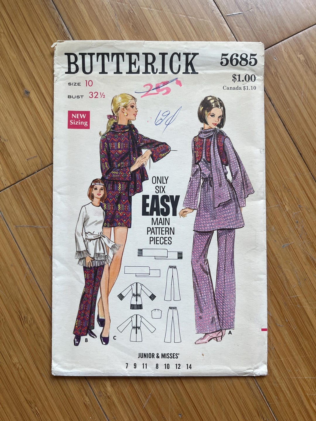UNCUT 1969 Butterick Pattern 5685. Size 10, Bust 32.5 - Etsy