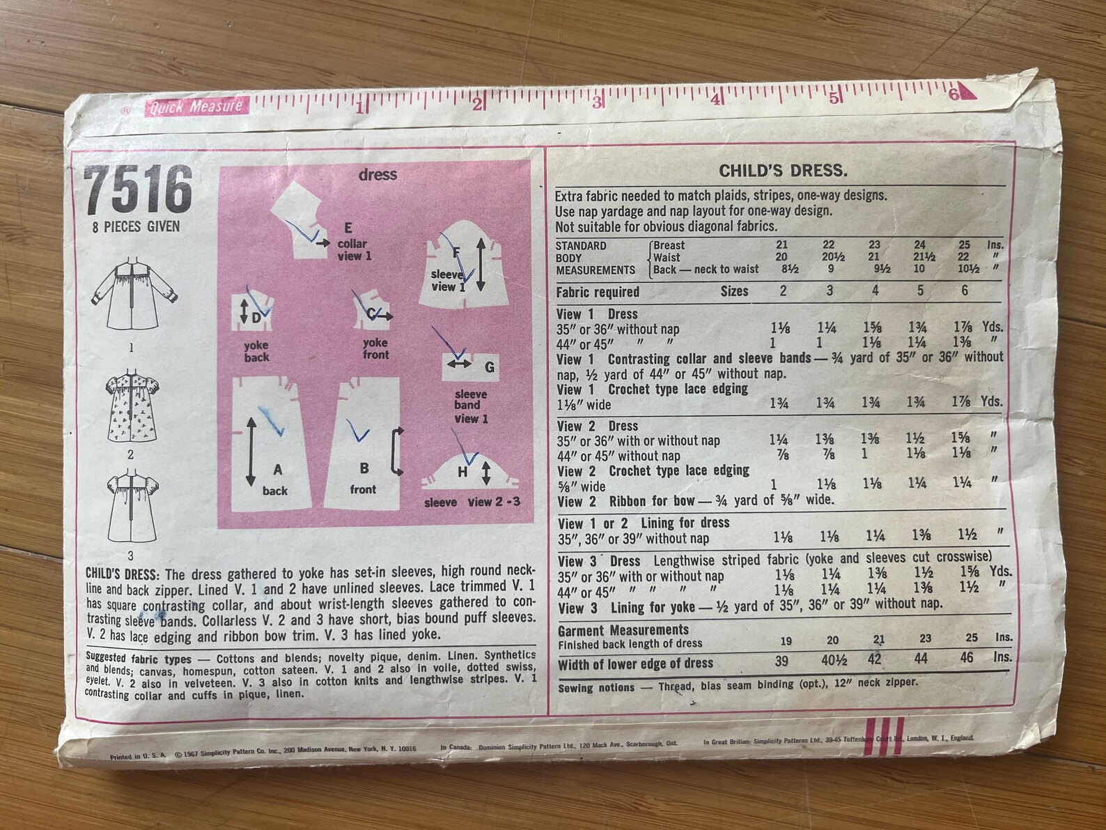 1967 Simplicity Pattern 7516. Size 4 Breast 23 - Etsy