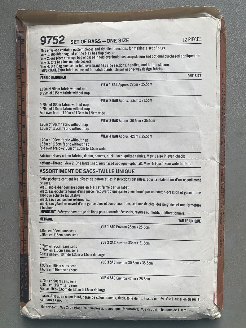 UNCUT 1990 Simplicity Pattern 9752. One Size - Etsy