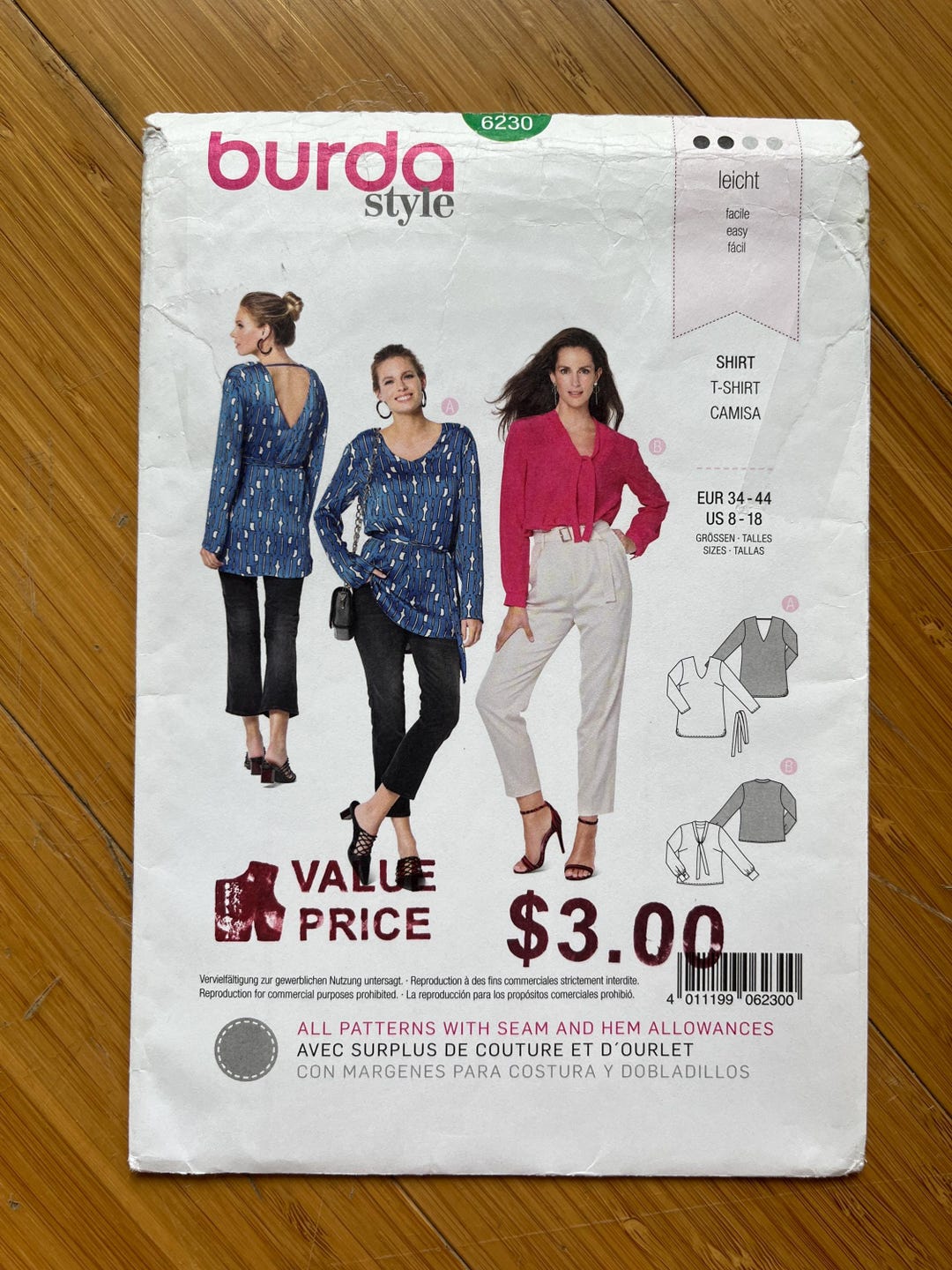 UNCUT 2010's Burda Pattern 6230. Sizes 8, 10, 12, 14, 16, 18 - Etsy