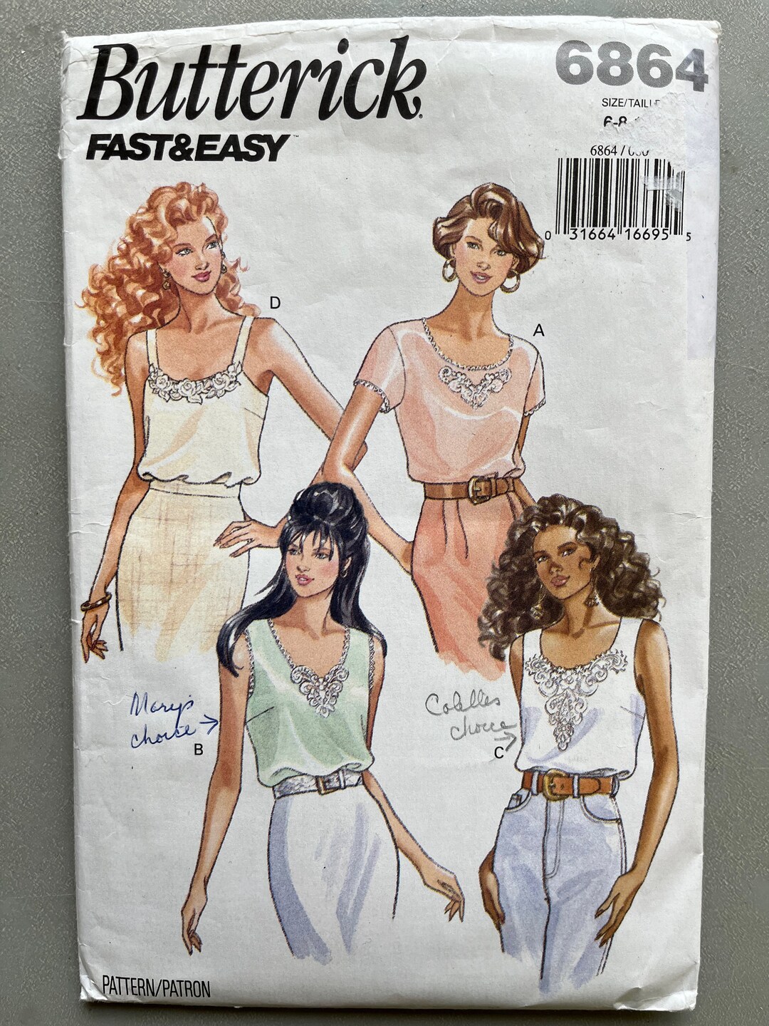 1993 Butterick Pattern 6864. Sizes 6, 8, 10 - Etsy