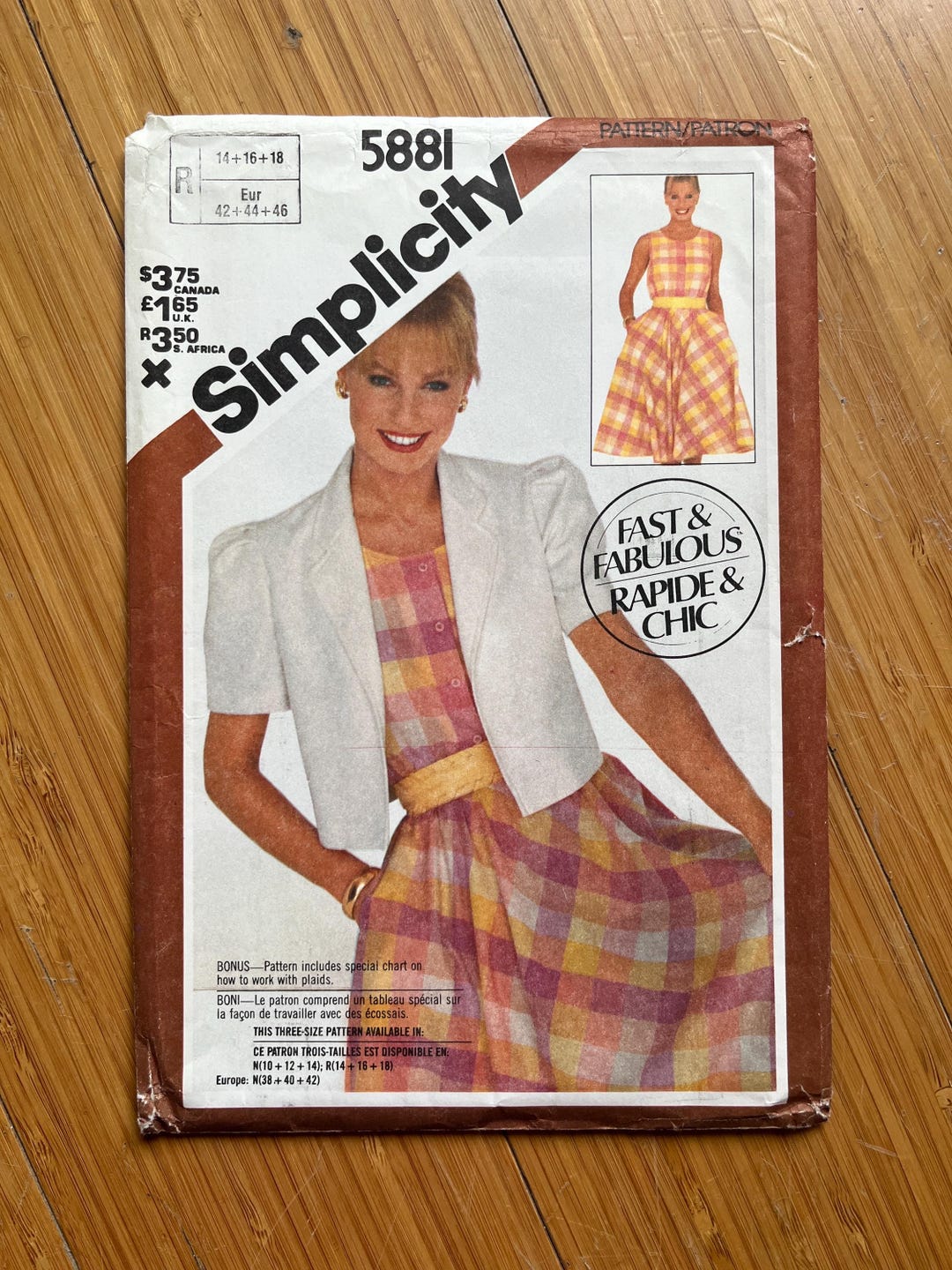 UNCUT 1983 Simplicity Pattern 5881. Sizes 14, 16, 18 - Etsy