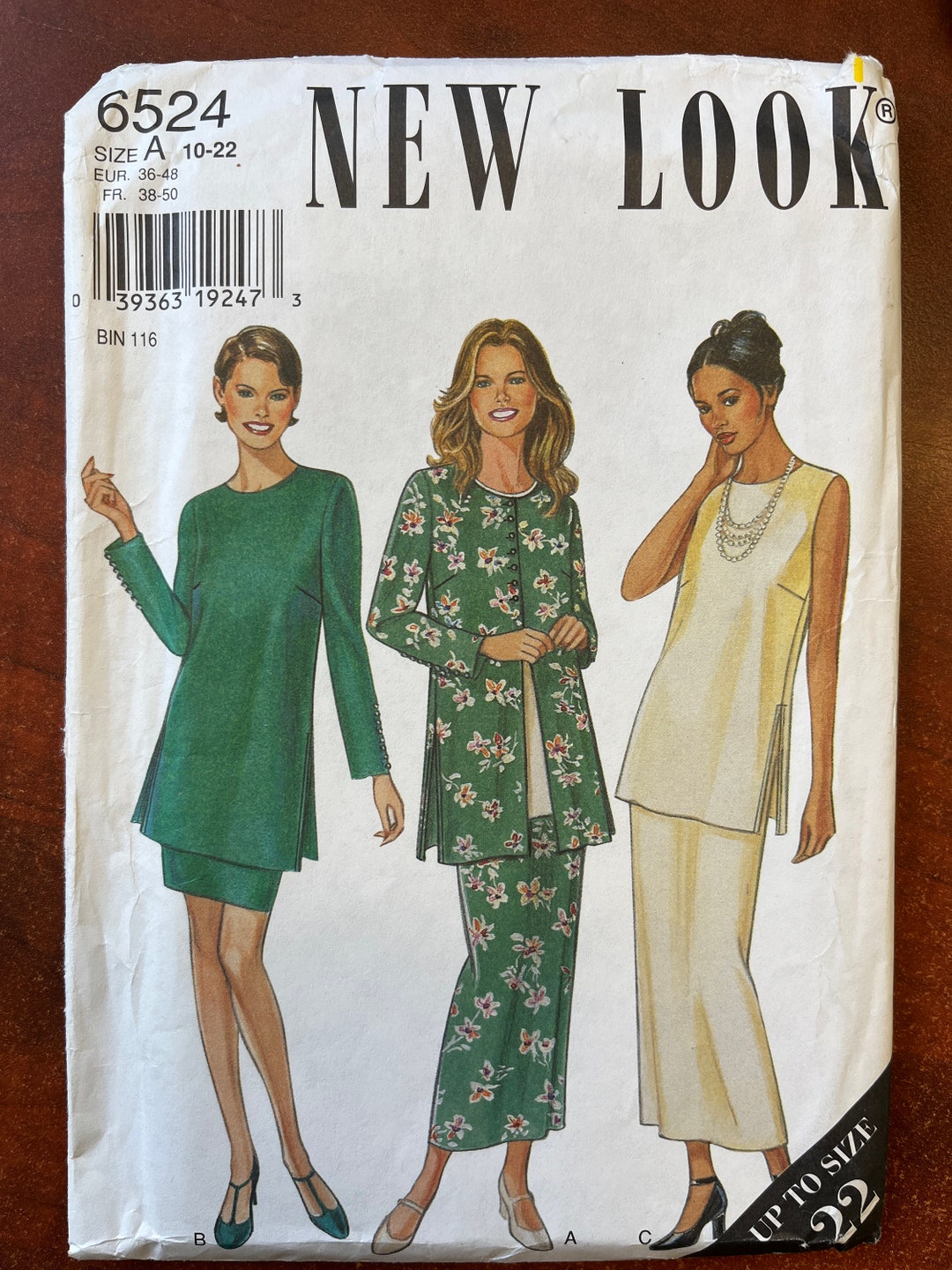 UNCUT 1990's New Look Pattern 6524. Size 10, 12, 14, 16, 18, 20, 22 - Etsy