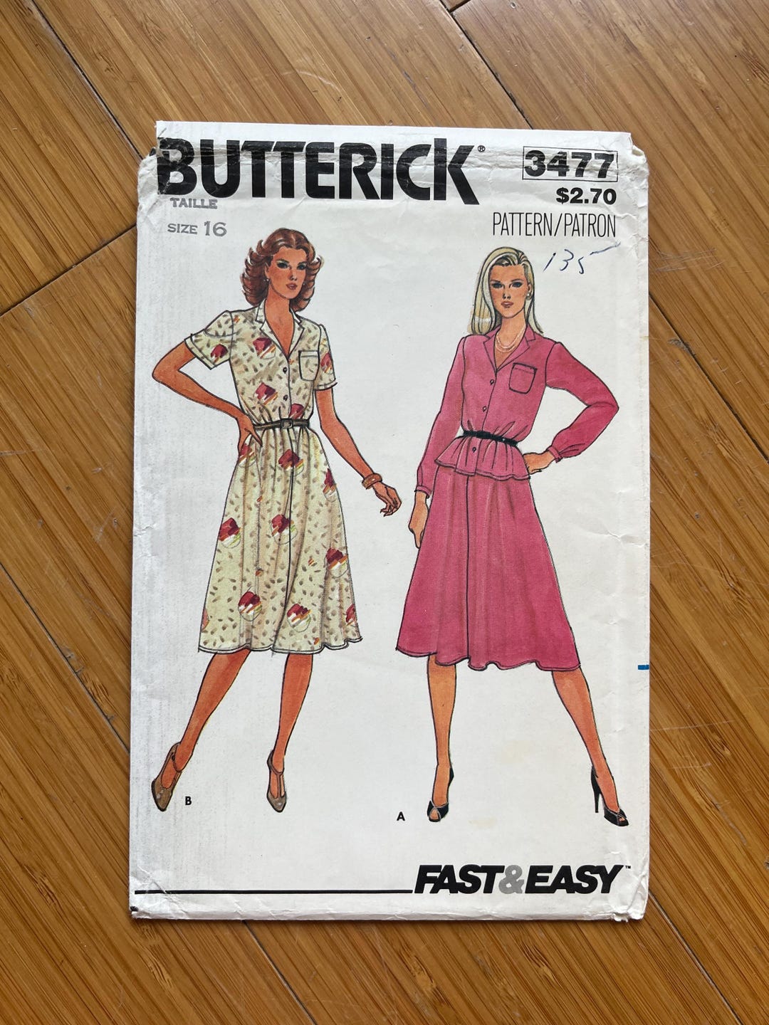 UNCUT 1980's Butterick Pattern 3477. Size 16, Bust 38 - Etsy
