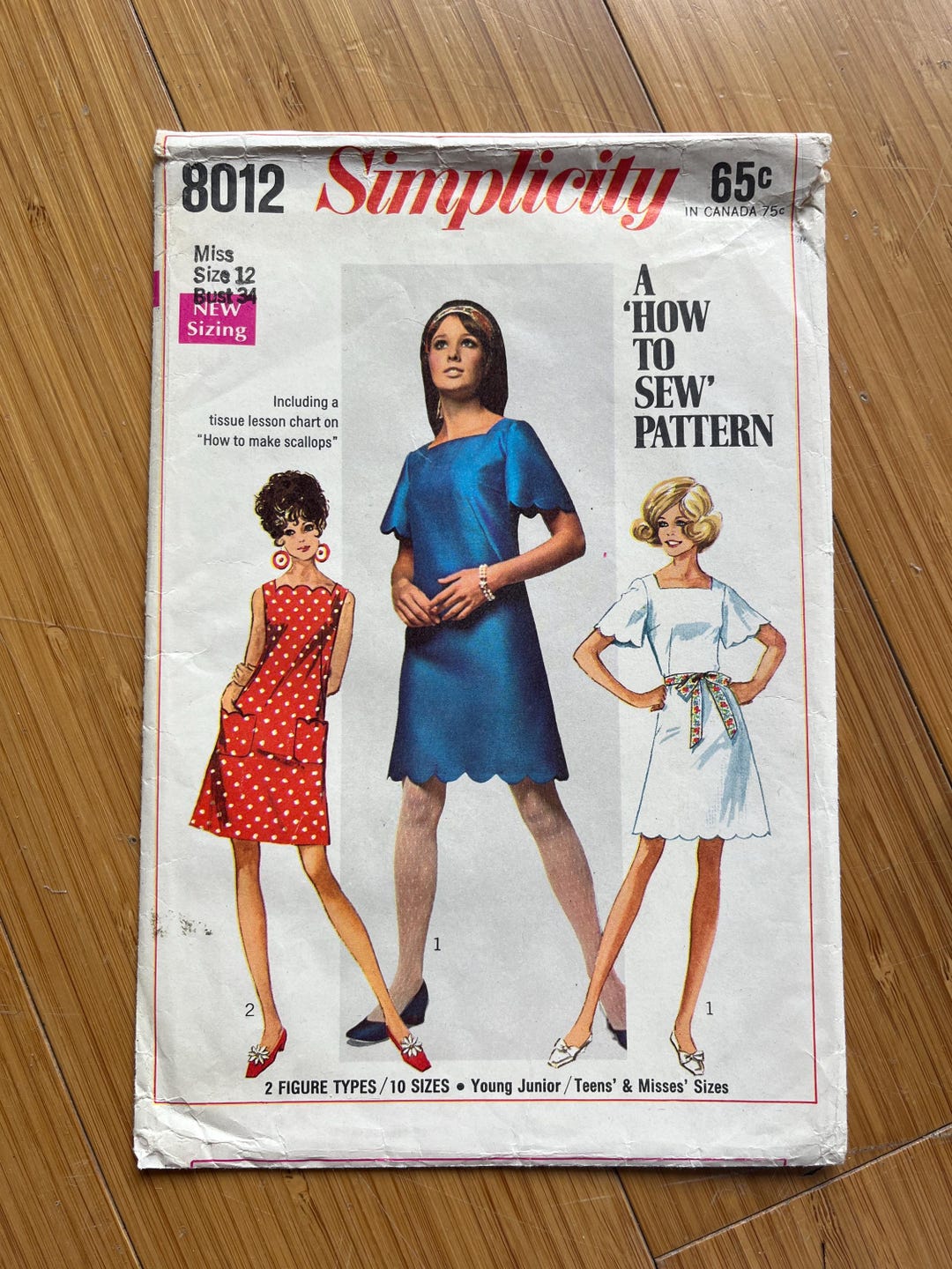 1968 Simplicity Pattern 8012. Size 12, Bust 34 - Etsy