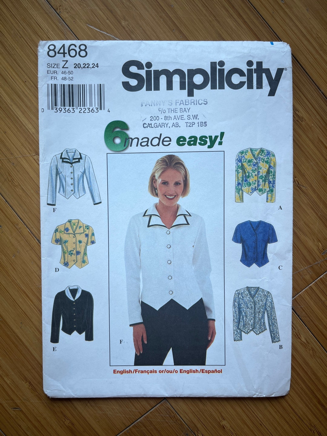 UNCUT 1994 Simplicity Pattern 8468. Size 20, 22, 24 - Etsy