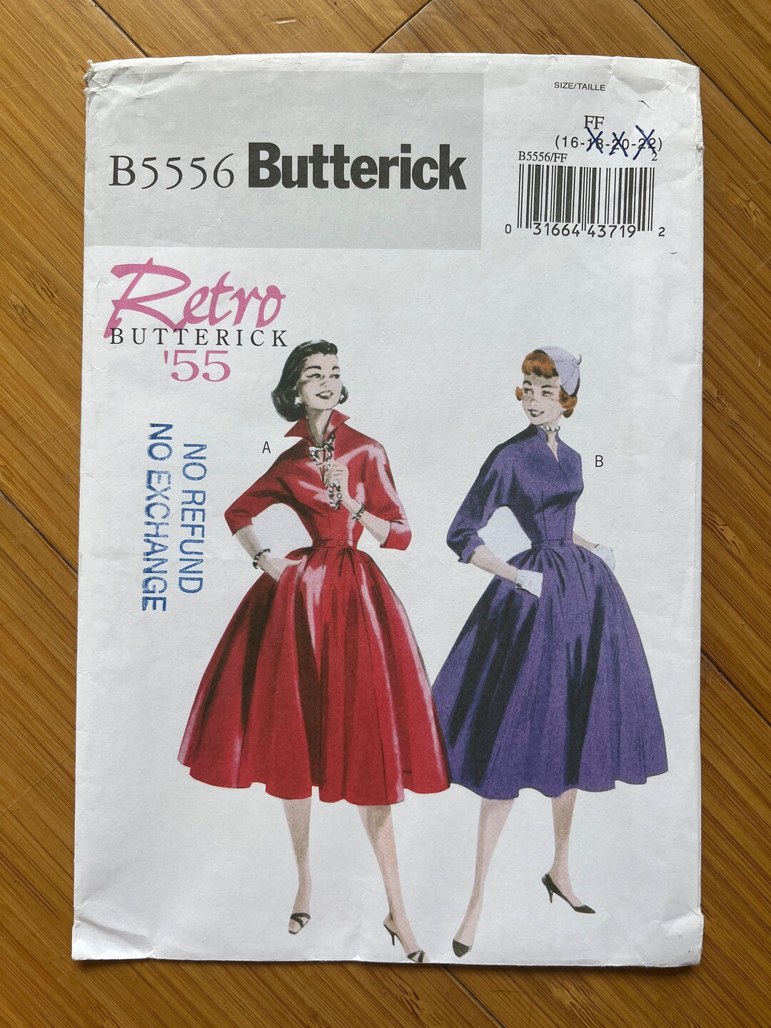1955 Butterick Retro Pattern 5556. Size 16, Bust 38 - Etsy