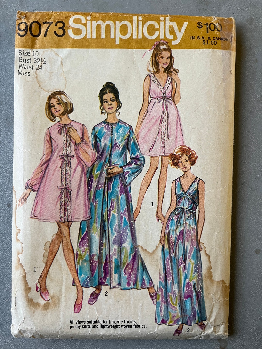 1970 Simplicity Pattern 9073. Size 10, Bust 32.5, Waist 24 - Etsy