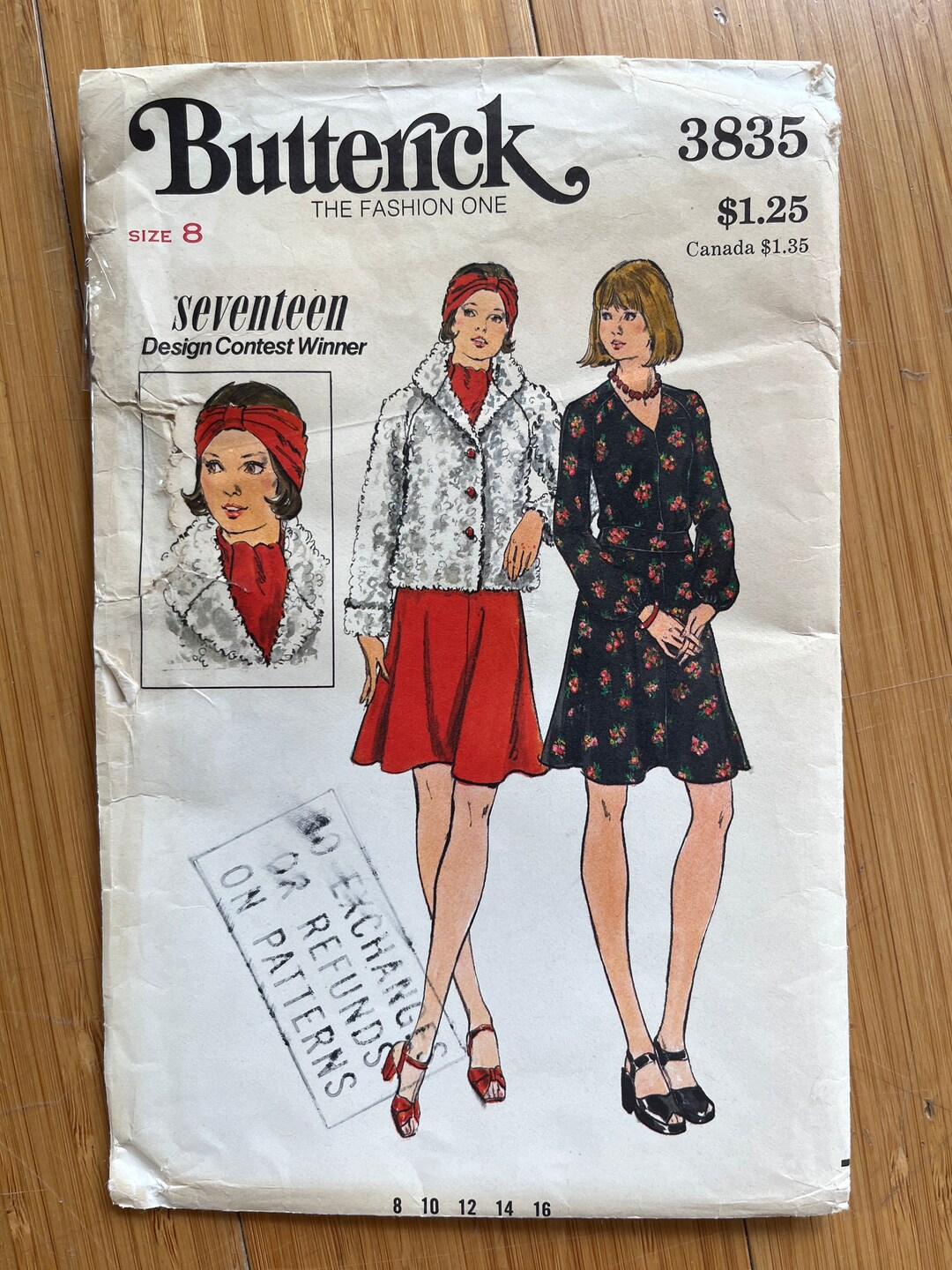 Vintage 1970 Butterick Pattern 3835 Size 8 - Etsy