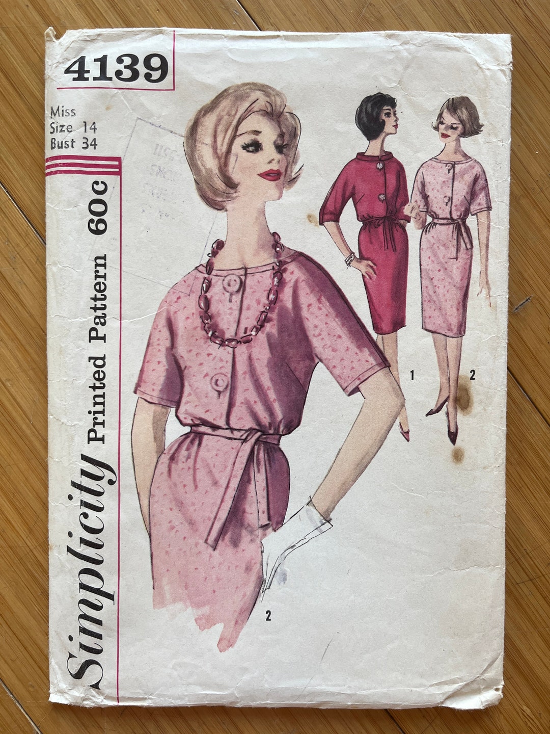 1961 Simplicity Pattern 4139. Size 14, Bust 34 - Etsy