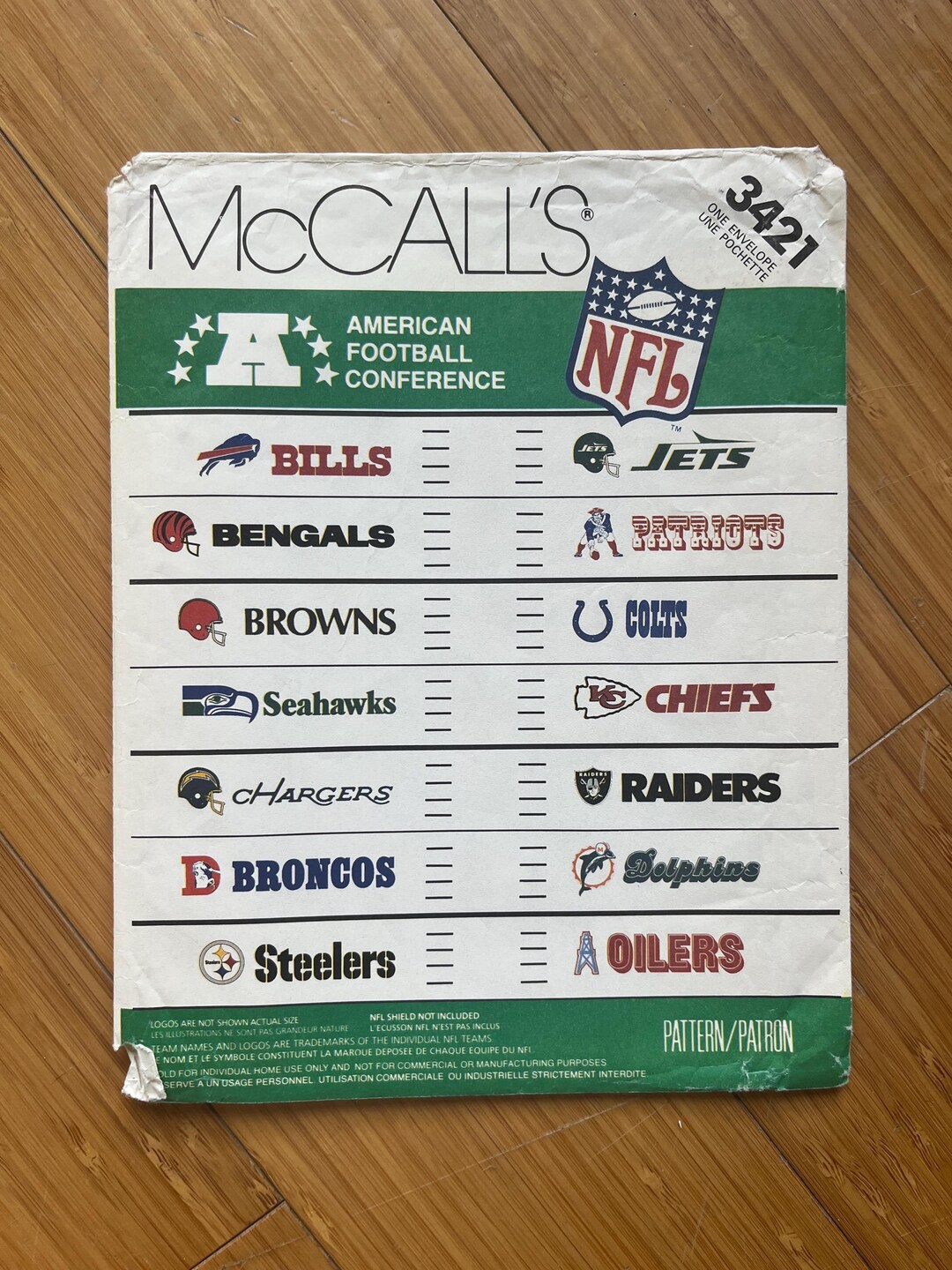 UNCUT 1990's Mccalls 3421 Craft NFL Transfer Patterns - Etsy
