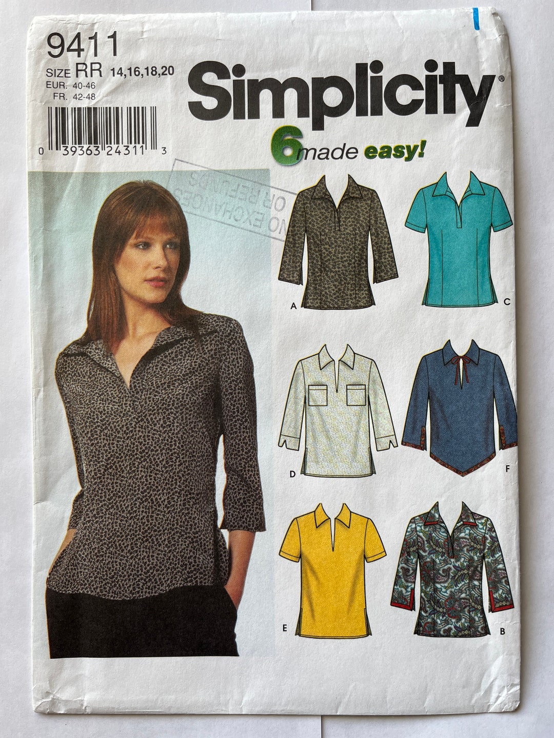 UNCUT 2000 Simplicity Pattern 9411. Sizes 14, 16, 18, 20 - Etsy