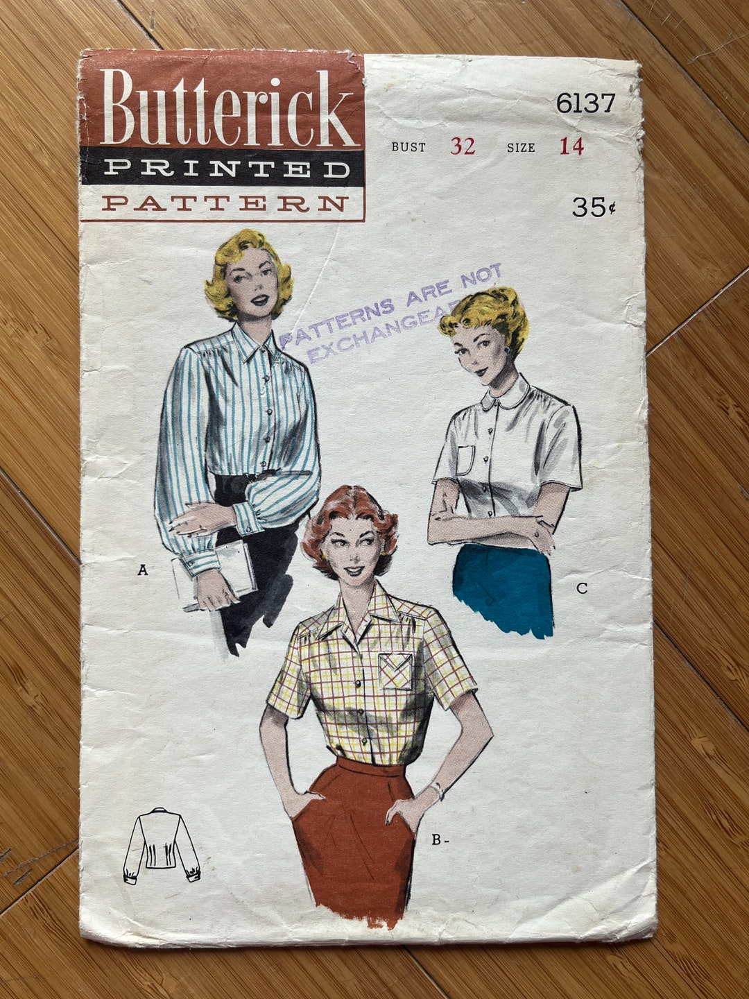 UNCUT 1953 Butterick Pattern 6137. Size 14, Bust 32 - Etsy