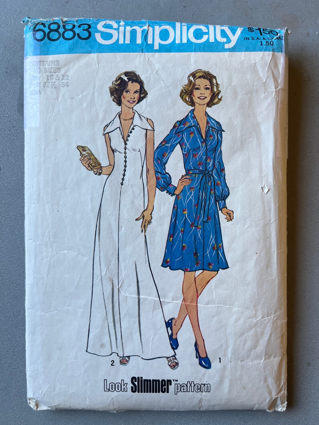 1975 Simplicity Pattern 6883. Size 10 12, Bust 32.5 34 - Etsy