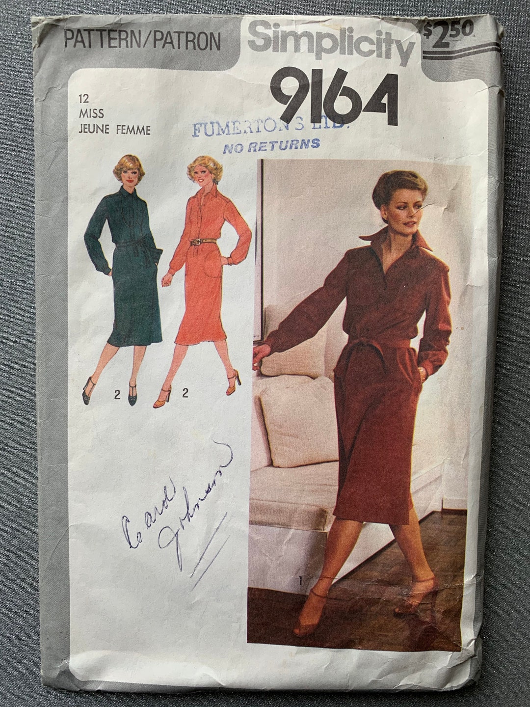 1979 Simplicity Pattern 9164. Size 12, Bust 34 - Etsy UK