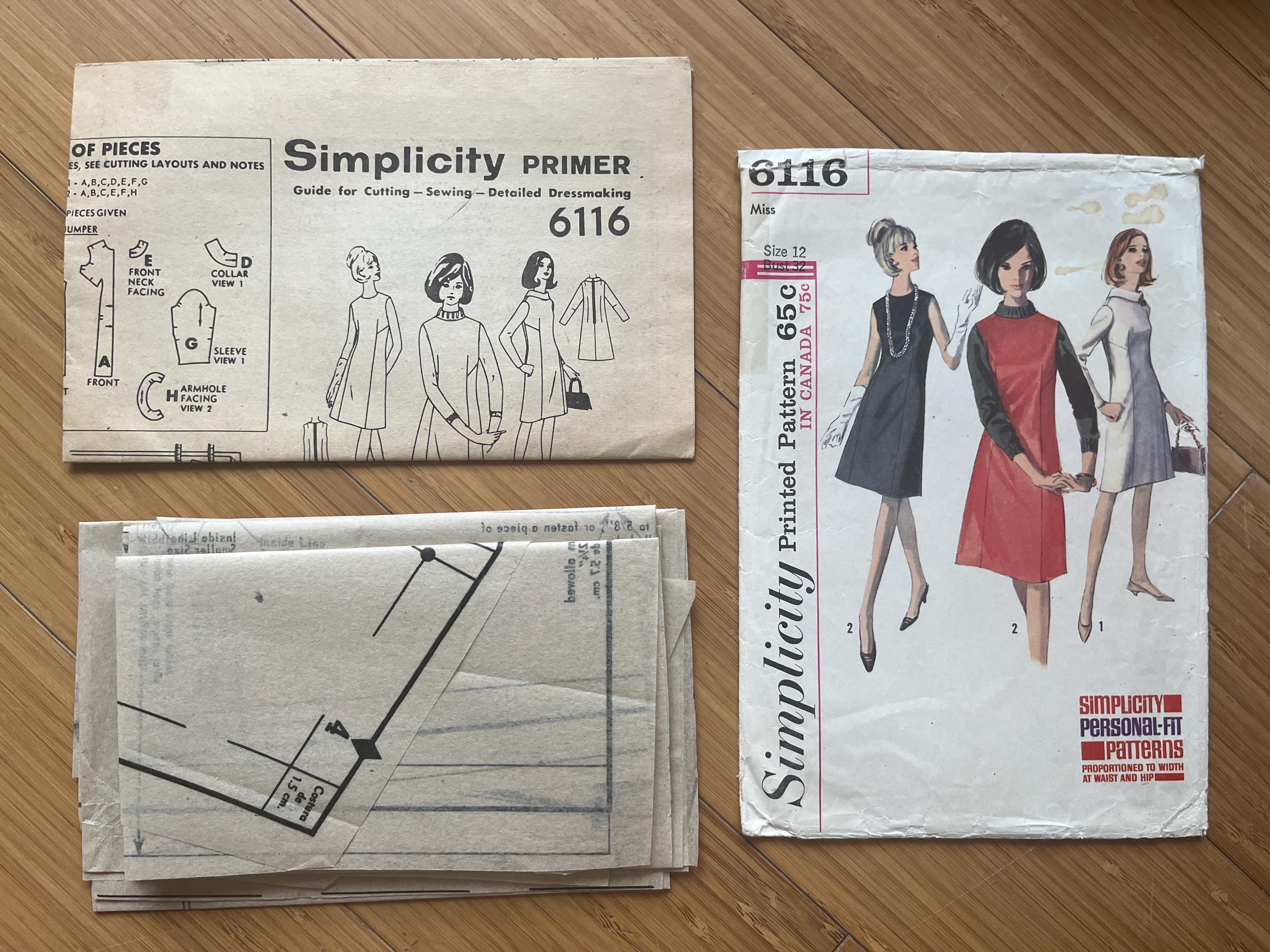 1965 Simplicity Pattern 6116. Size 12, Bust 32 - Etsy