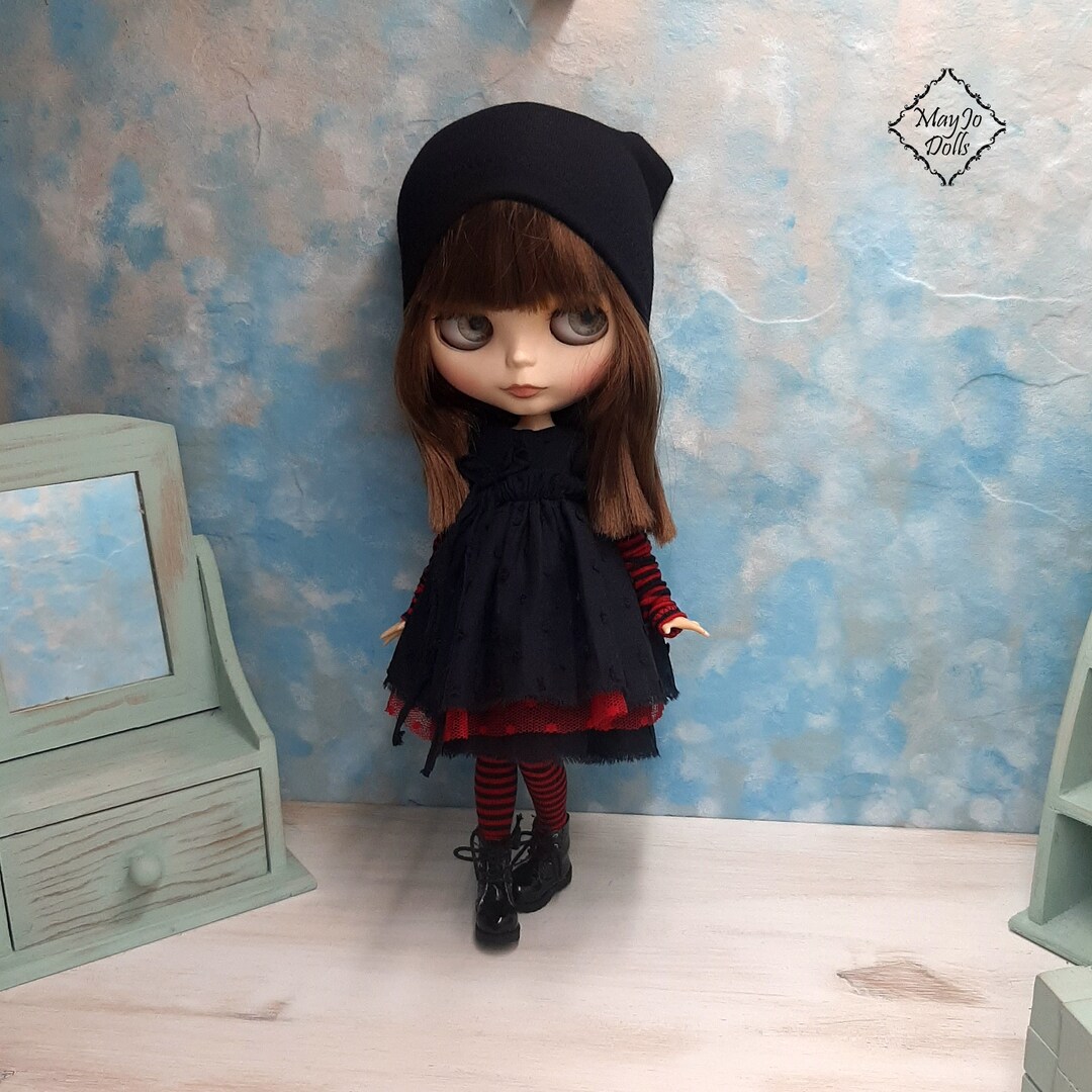 Black and Red Romantic Shabby Set for Blythe, Obitsu 22 and 24, Gothic ...
