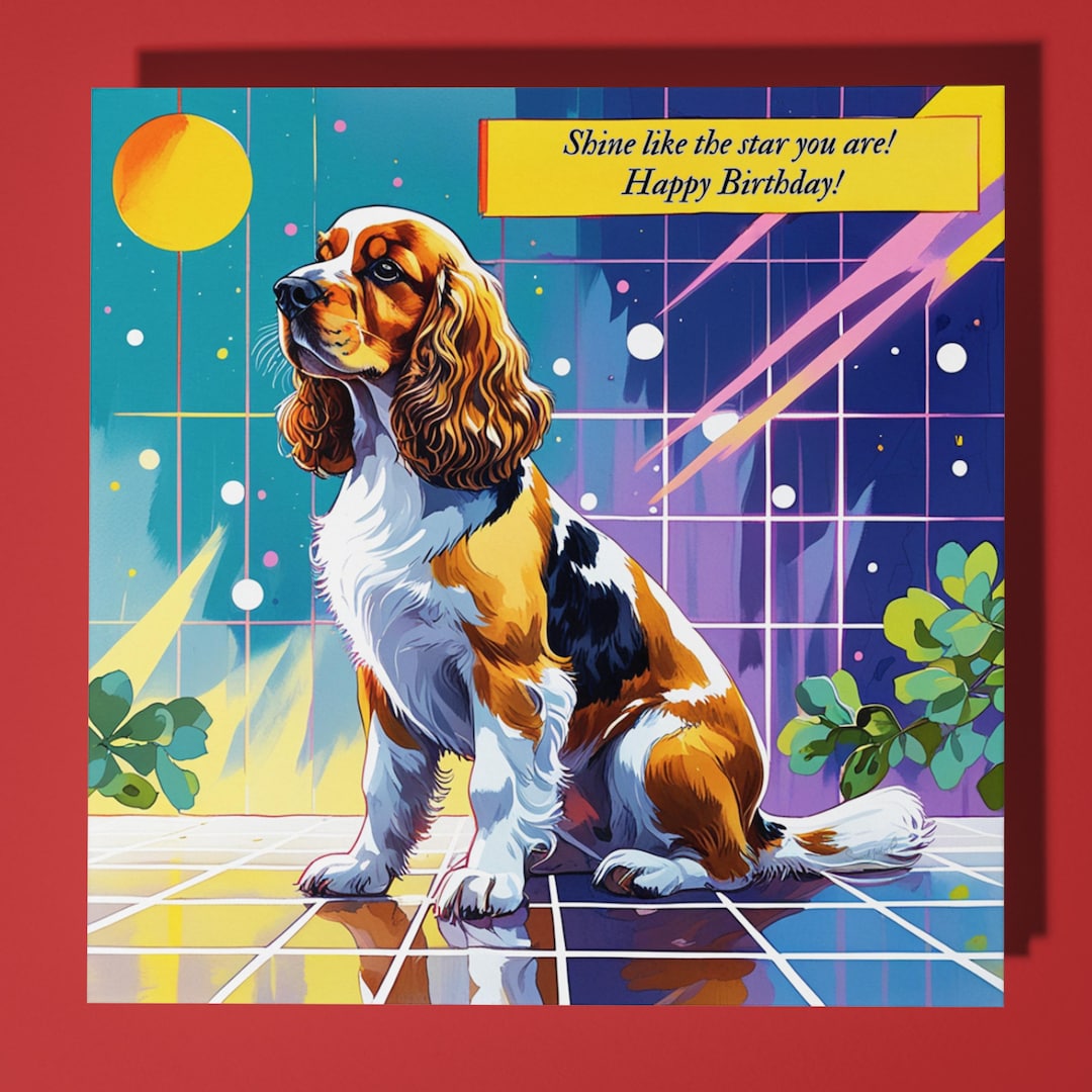 80s Cocker Spaniel Dog Happy Birthday Card - Funny Animal - Premium ...