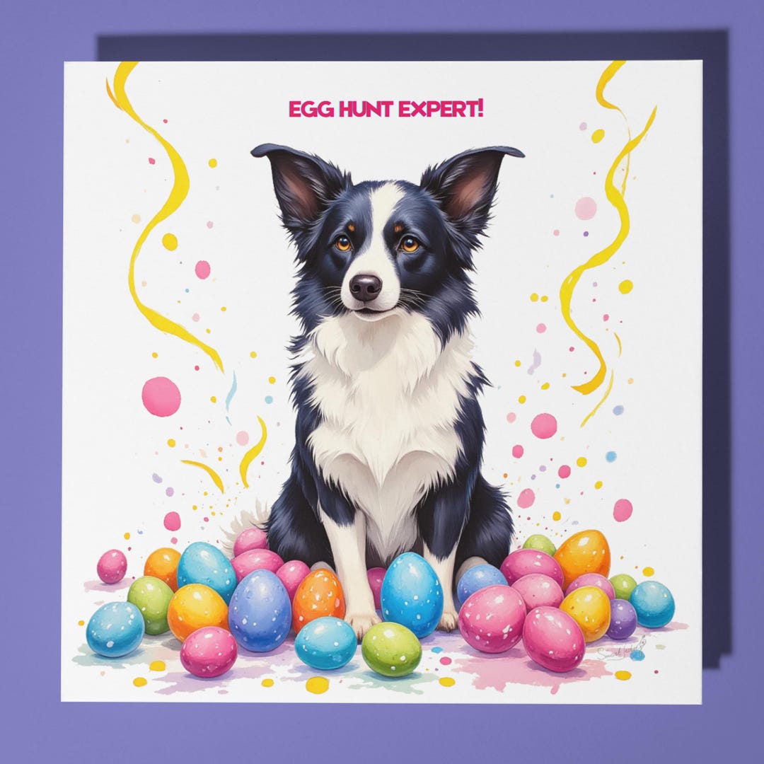 Border Collie Dog Easter Card - Funny Animal - Premium Greeting Card ...