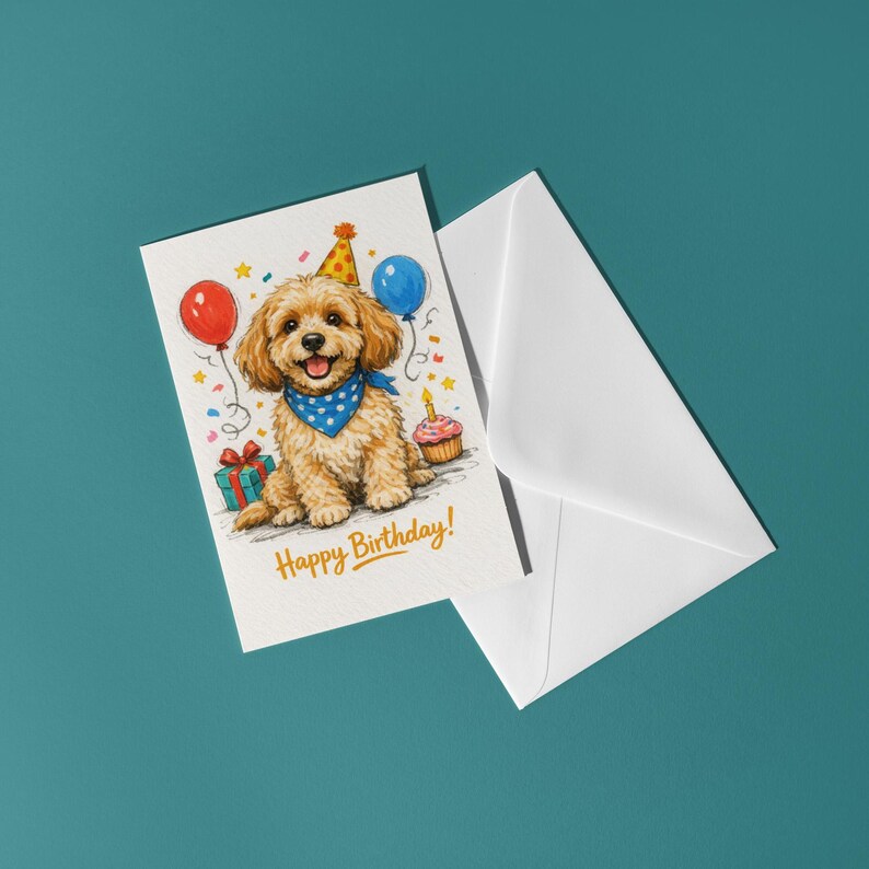 Cockapoo Dog Happy Birthday Card - Funny Animal - Premium Greeting Card ...