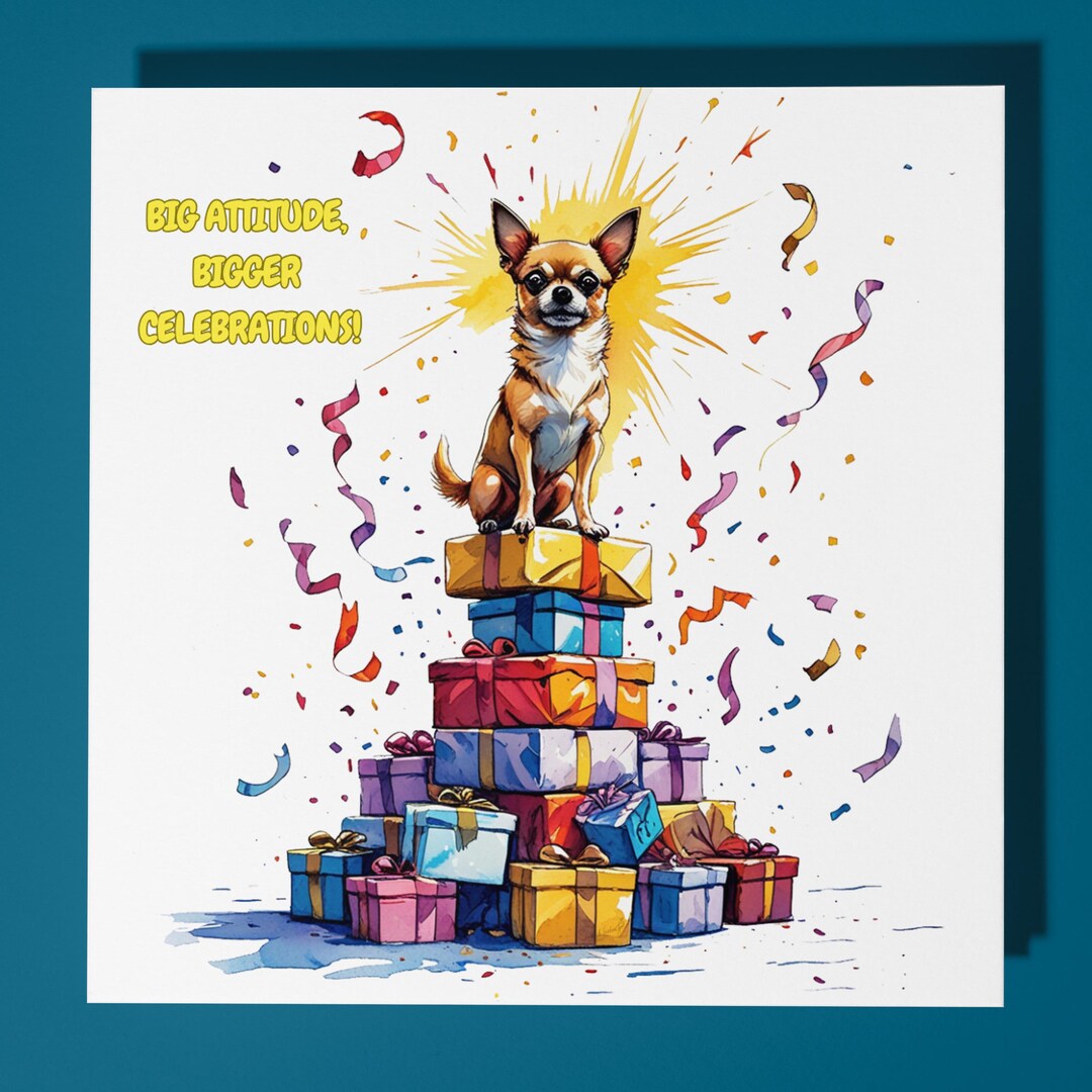 Chihuahua Dog Happy Birthday Card - Funny Animal - Premium Greeting ...