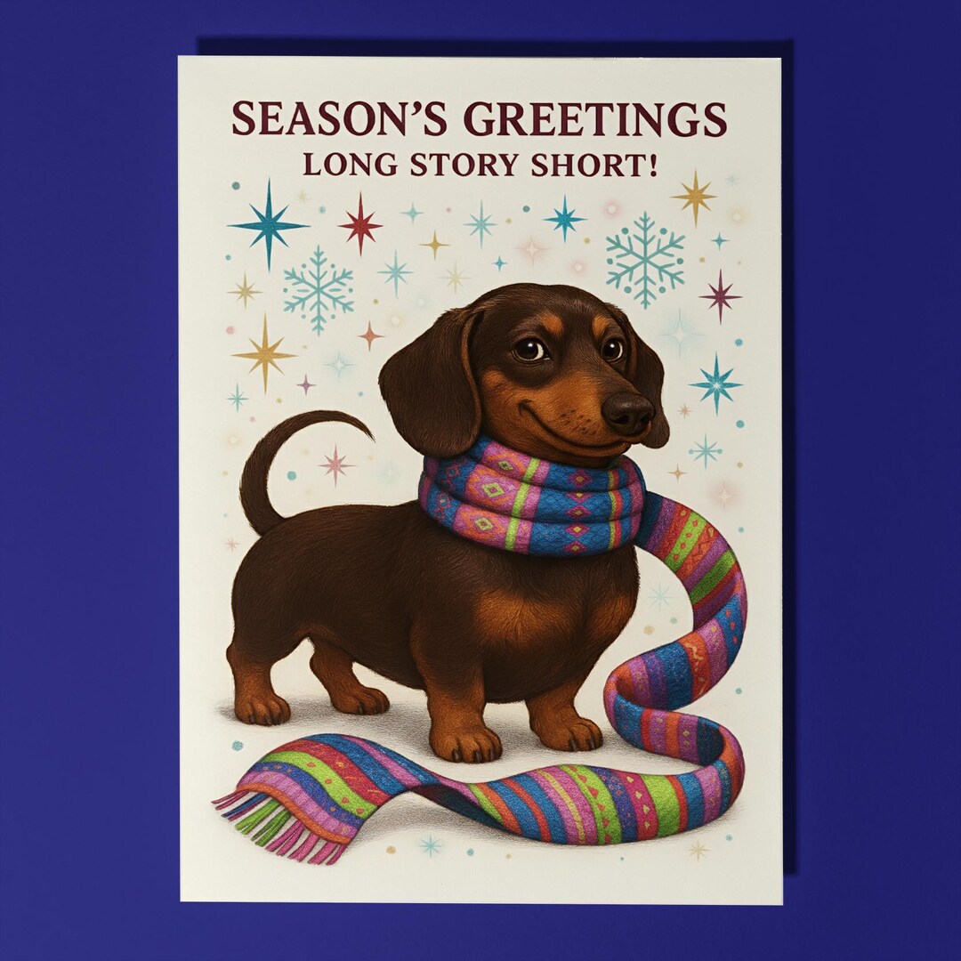 Dachshund Dog - Long Story Short Season's Greetings Card - Funny Animal ...