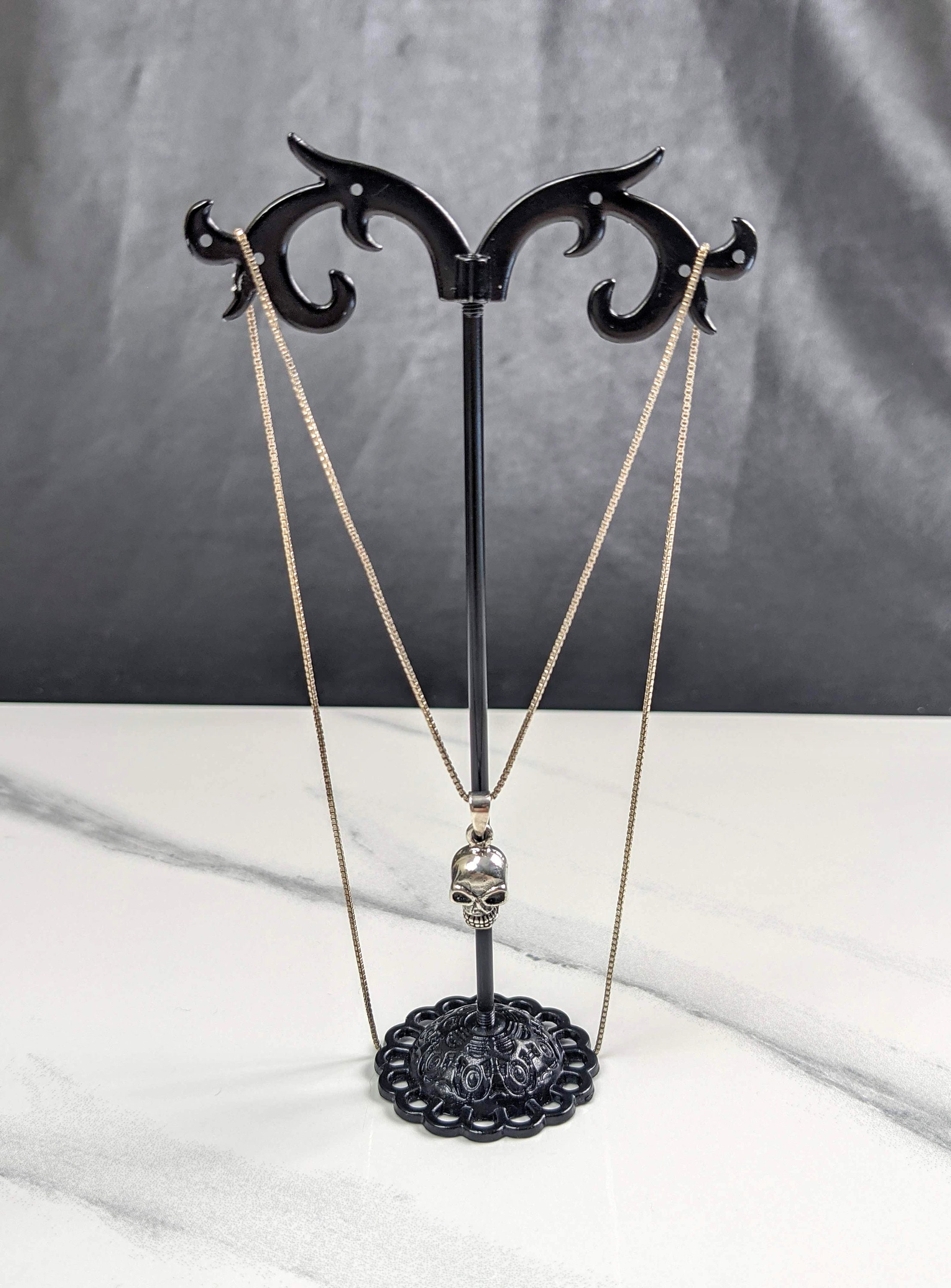 Sterling Silver Skull Charm Chain Pendant - Etsy