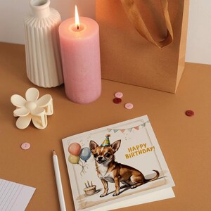 Handmade Cute Chihuahua Dog Breed With Cake Happy Birthday Card Funny ...