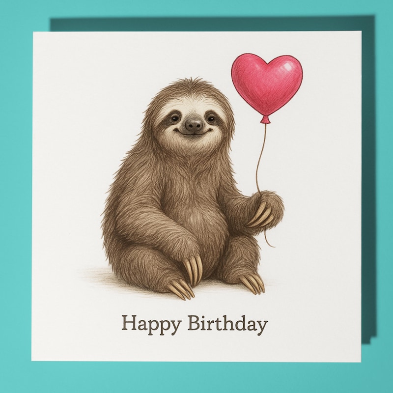 Sloth Card - Etsy