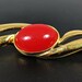 Beautiful Gold-tone Cherry Red Plastic Oval Cabochon Pin / Brooch by ...