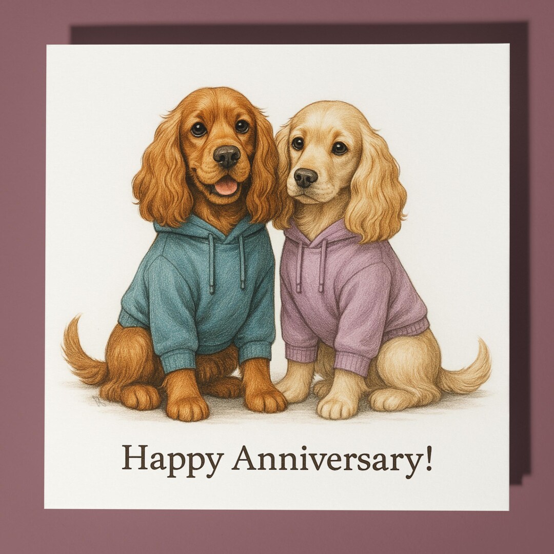 Cocker Spaniels - Happy Anniversary Card Funny Animal - Premium ...