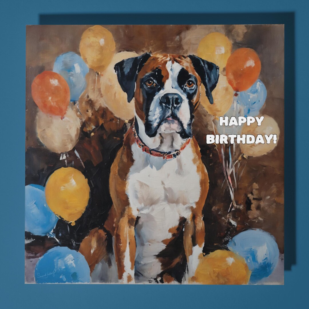 Handmade Boxer Dog Birthday Card - Funny Animal Card - Premium Greeting ...