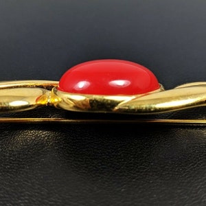 Beautiful Gold-tone Cherry Red Plastic Oval Cabochon Pin / Brooch by ...