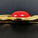 Beautiful Gold-tone Cherry Red Plastic Oval Cabochon Pin / Brooch by ...