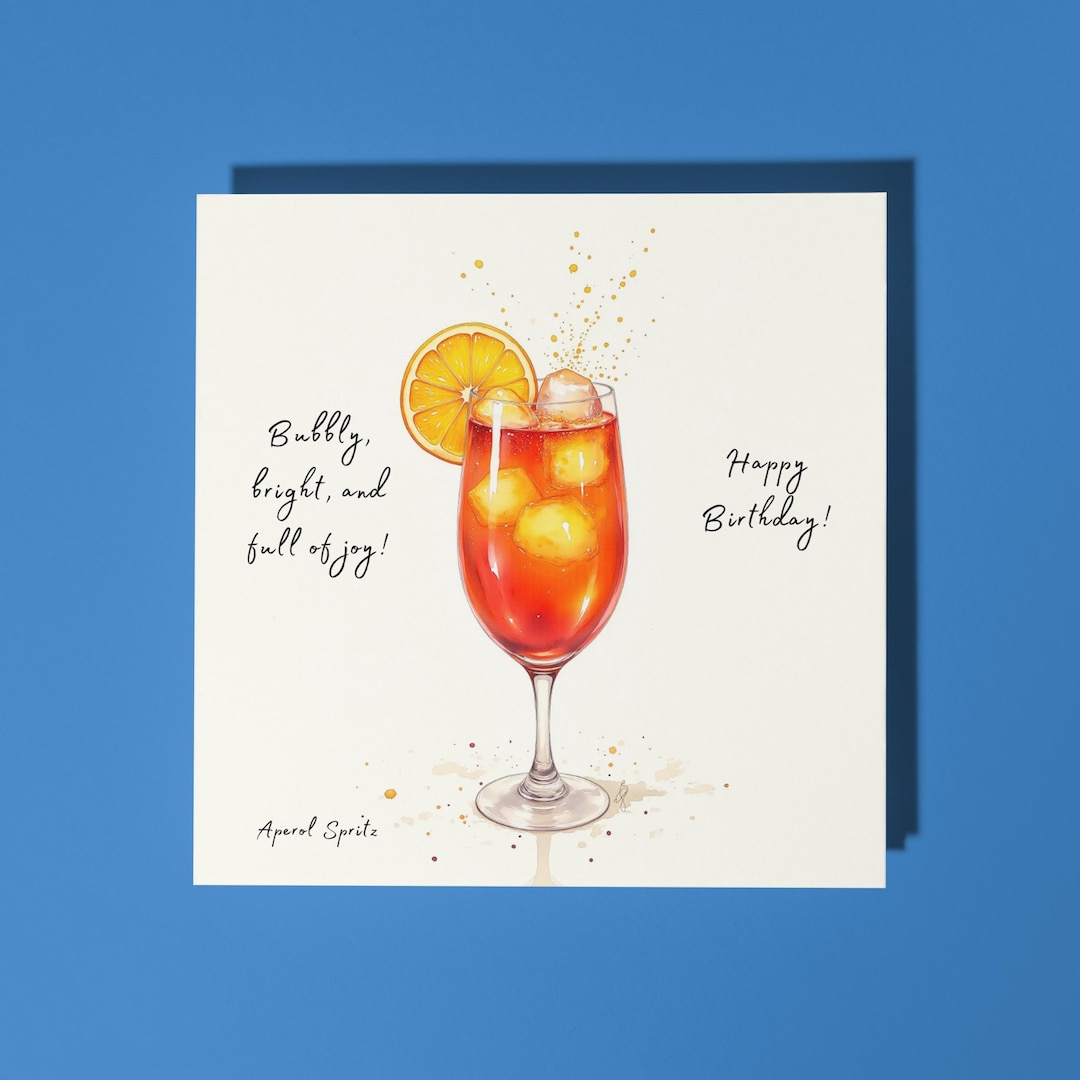 Aperol Spritz Happy Birthday Card - Handmade Cocktail Greeting Card - Etsy