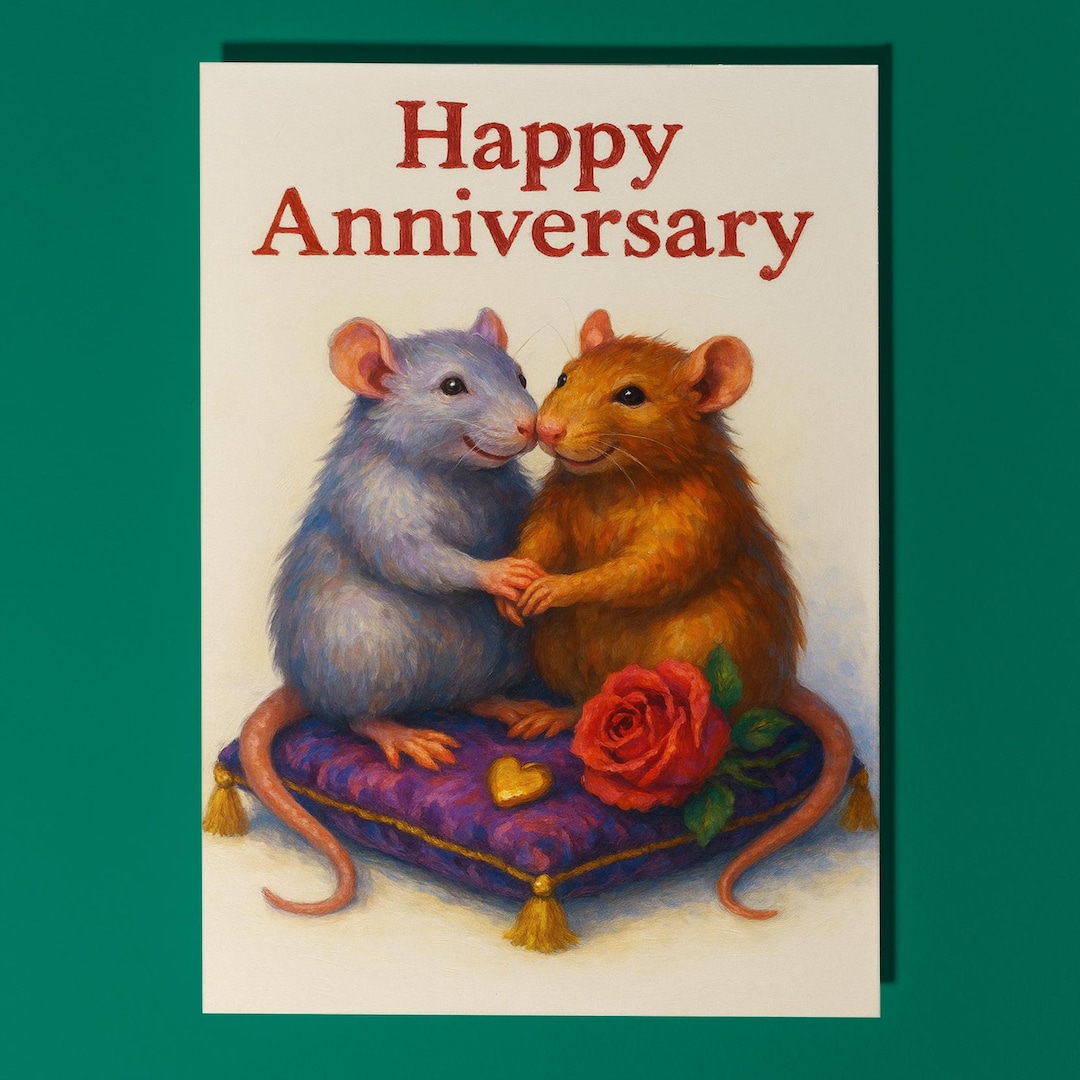 Rats Collection - Love on a Soft Spot - Happy Anniversary Card - Funny ...
