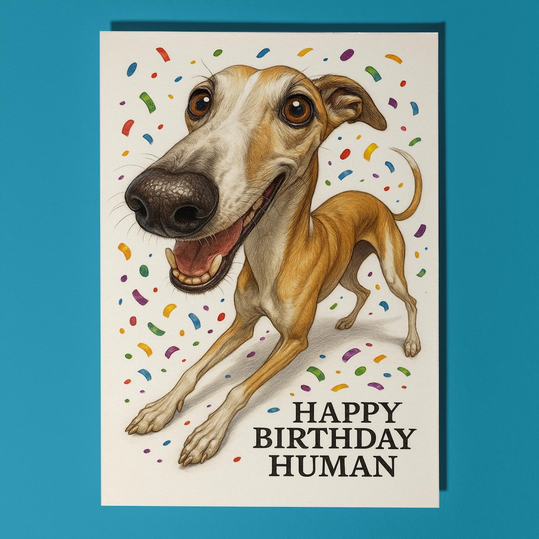 Dog Breeds Collection - Snout Party - Whippet Dog - Happy Birthday Card ...