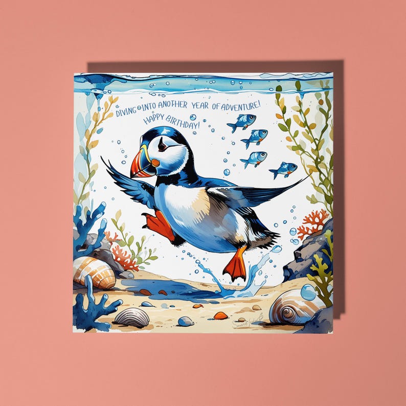 Funny Puffin Birthday Card: Animal Lover Greeting Card - Etsy