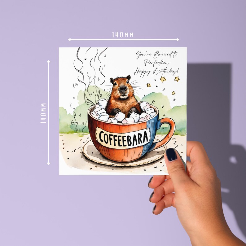 Handmade Funny Capybara in a Cup of Coffee Happy Birthday Card Funny ...