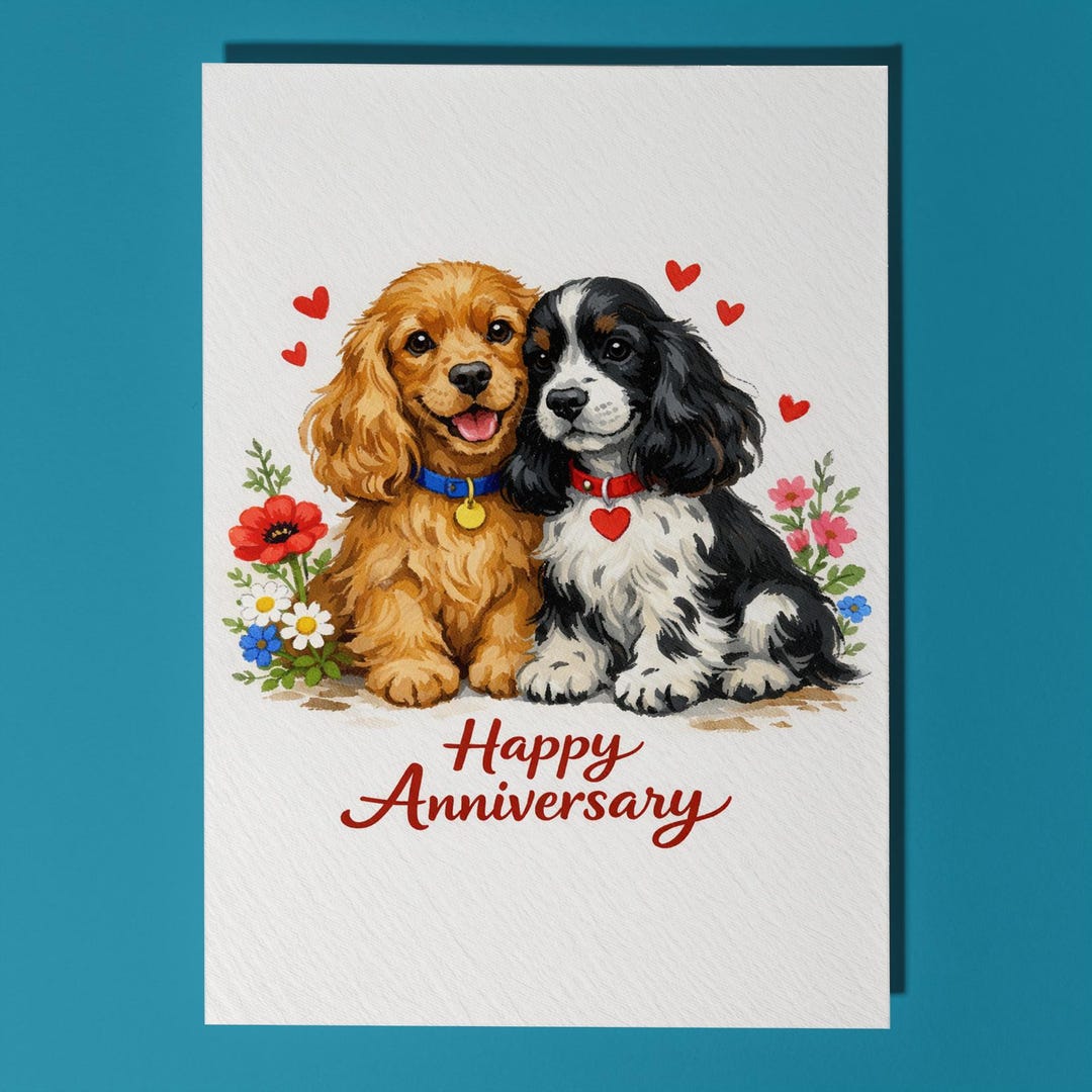 Cocker Spaniel Dogs Love - Anniversary Card - Funny Dog Breeds ...