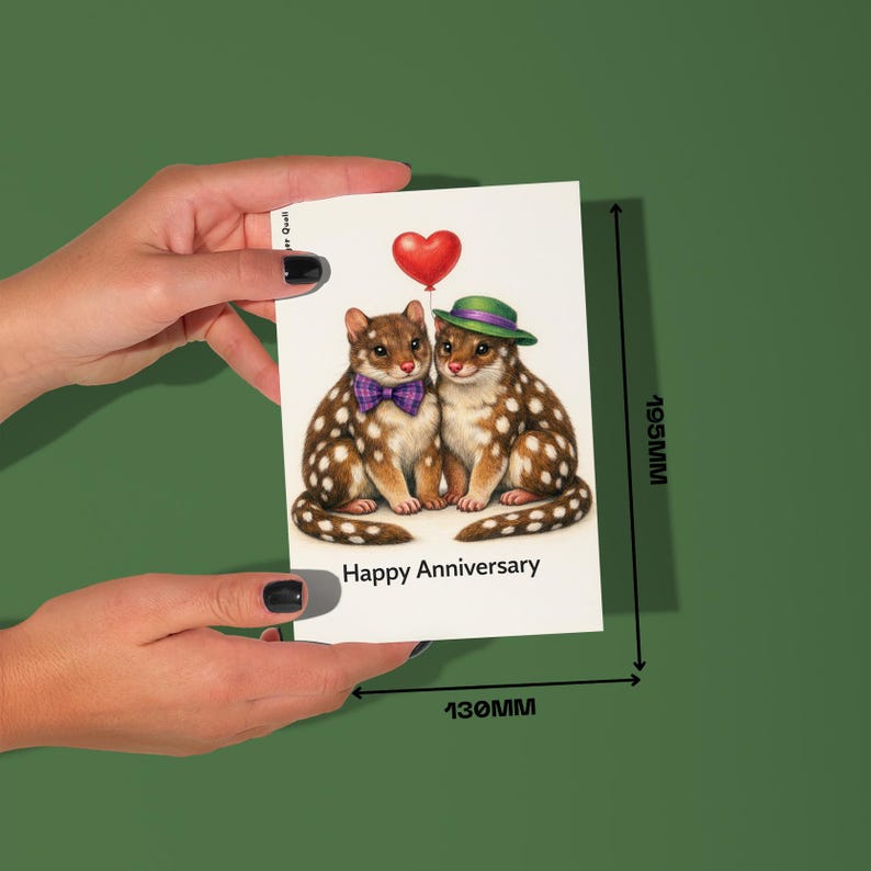 Tiger Quoll Anniversary Card – Animal Couple, Blank Greeting (19.5cm X ...