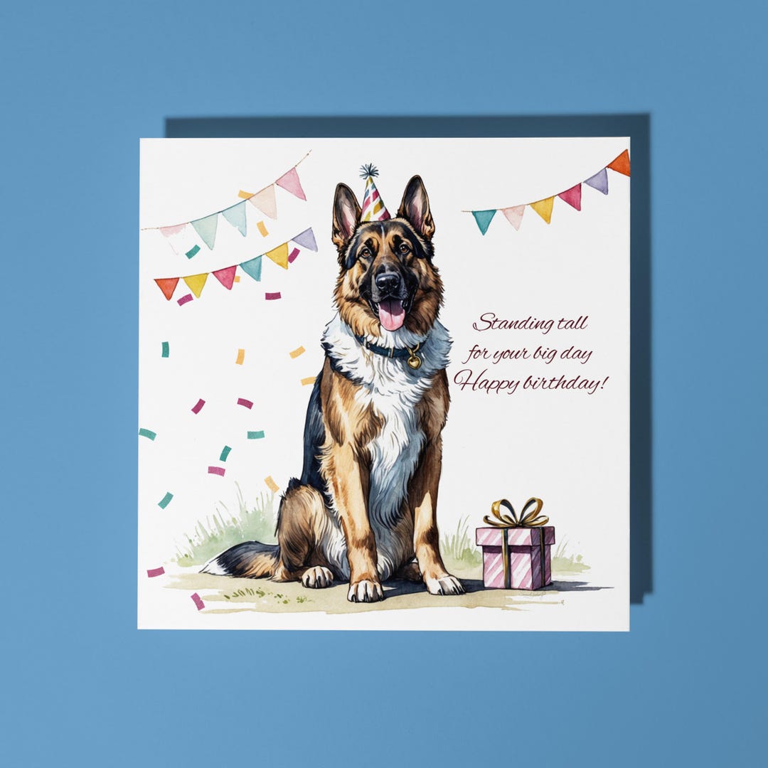 Handmade Cute German Shepherd Breed With Present Happy Birthday Card ...