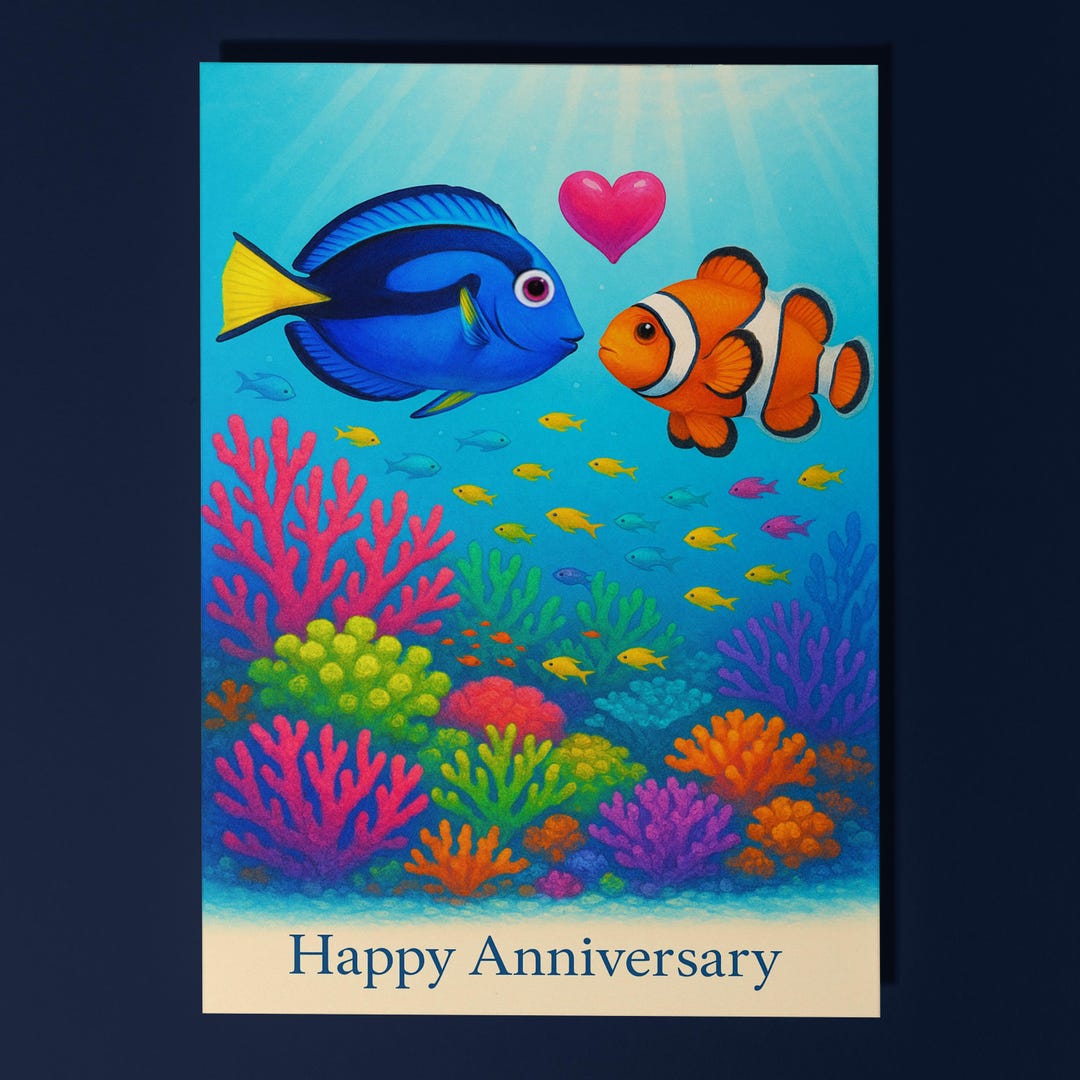 Rainbow Fish Parade Collection - Clownfish Fish - Anniversary Card ...