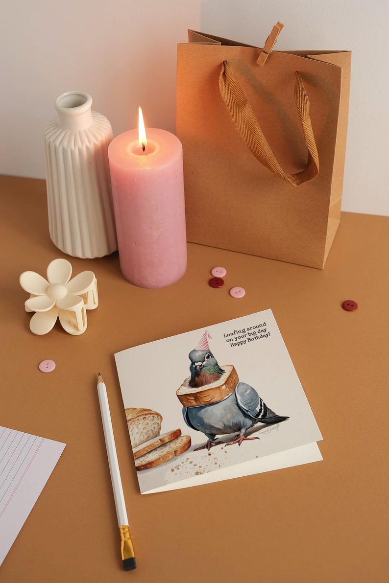 Handmade Cute Pigeon Bird Loafing Around on Your Big Day Happy Birthday ...