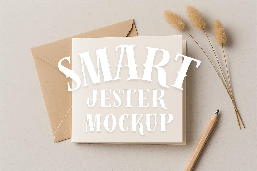Minimal Card and Envelope Mockup, Neutral Greeting Card, Blank Square ...
