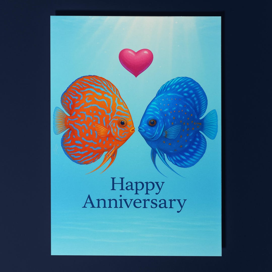 Rainbow Fish Parade Collection - Discus Fish Duo - Anniversary Card ...
