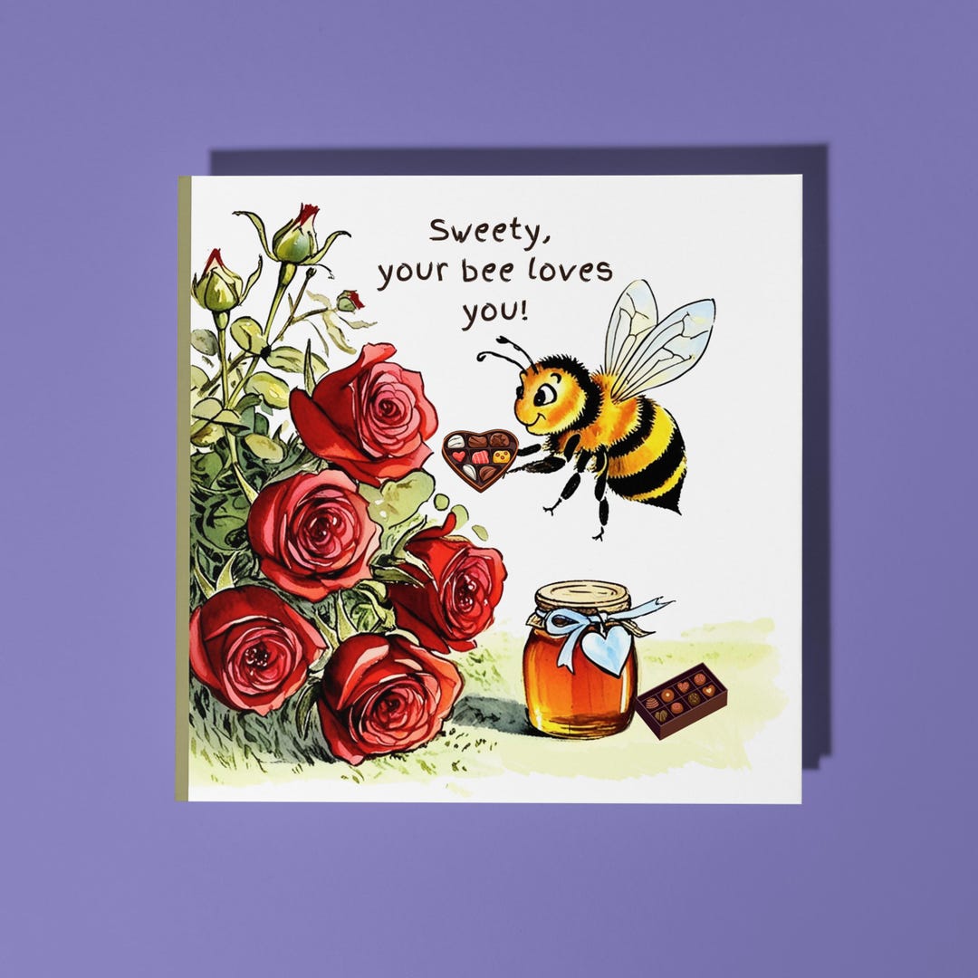 Handmade Bee Buzzing Gently - Sweety, Your Bee Loves You! Card Funny ...