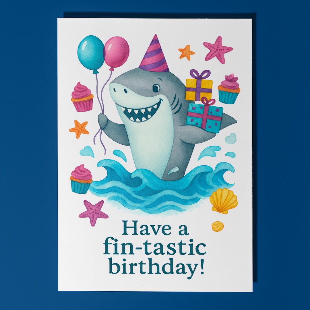 Shark Party Fun - Have a Fin-tastic Birthday! Card Funny Animals ...