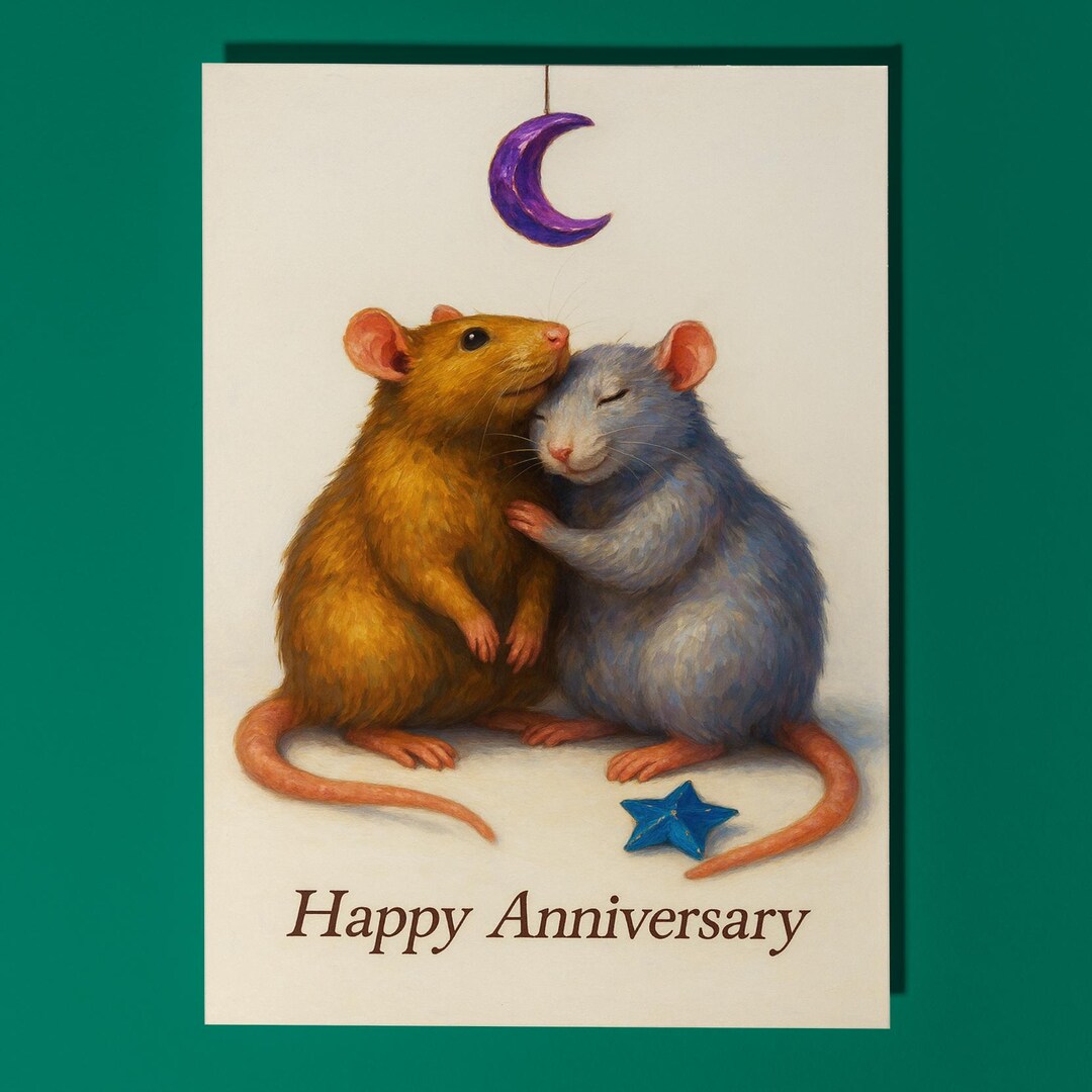 Two Rats - to the Moon and Back - Happy Anniversary Card - Funny Animal ...